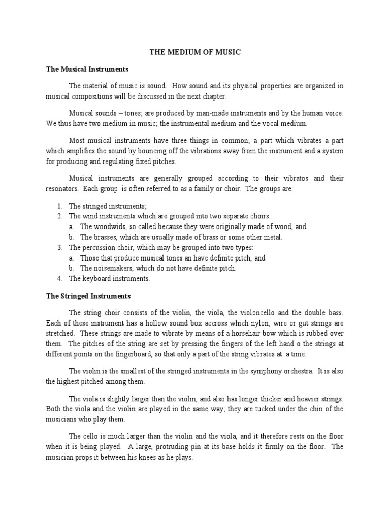 The Medium of Music The Musical Instruments | PDF | String Instruments ...