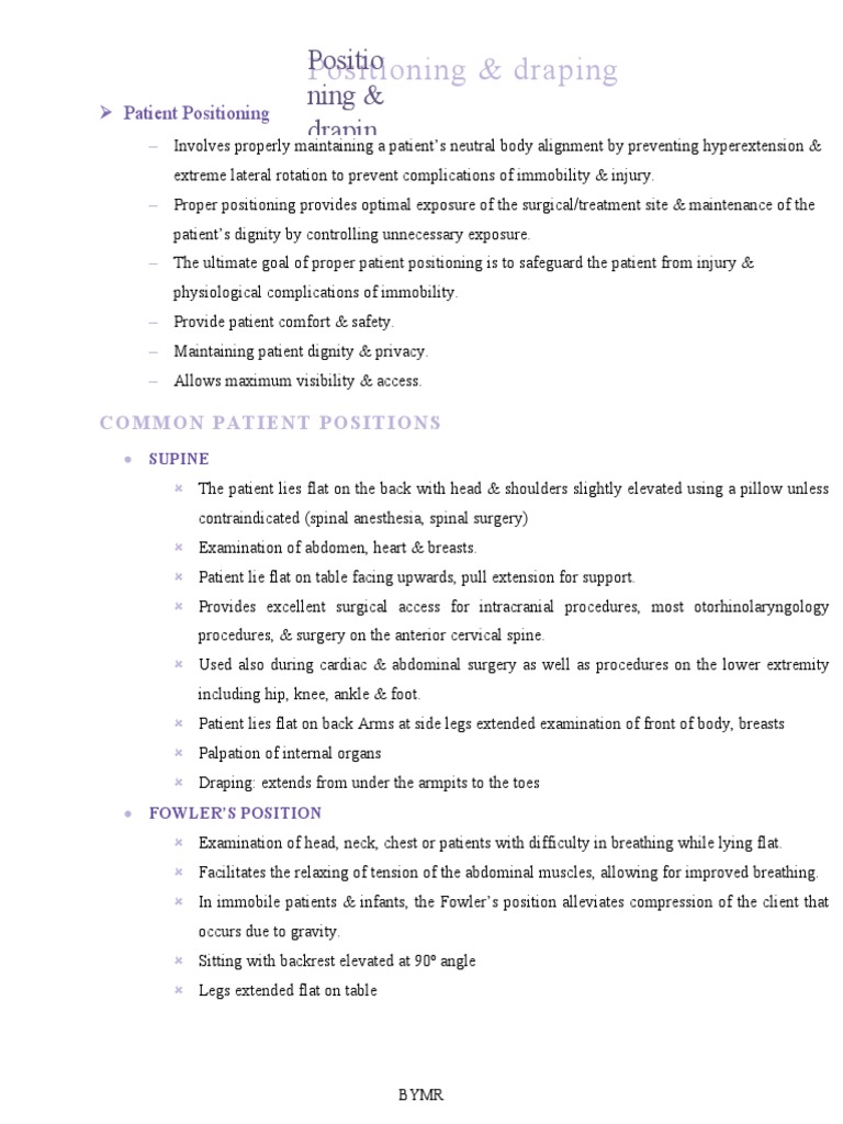 Positioning & Draping: Positio Ning & Drapin | PDF | Anatomical Terms Of Motion ...