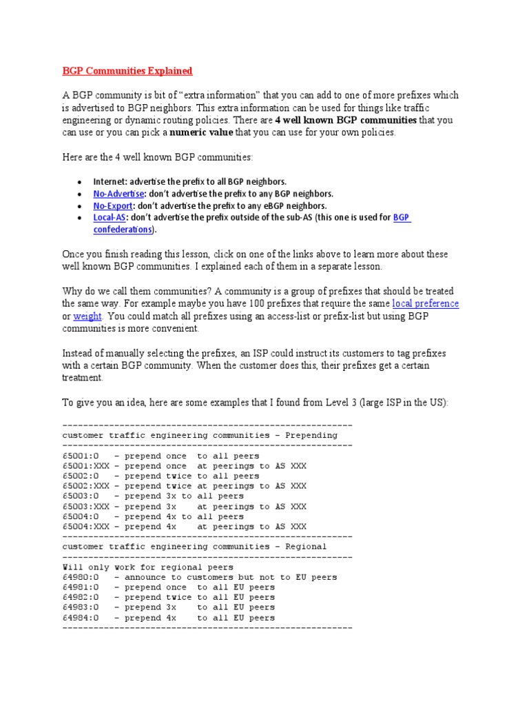 16 - BGP Communities Explained | PDF | Router (Computing) | Network ...