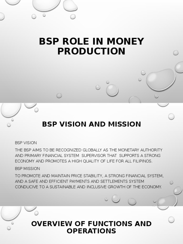 BSP's Role in Money Production and Stability | PDF | Money | Banks