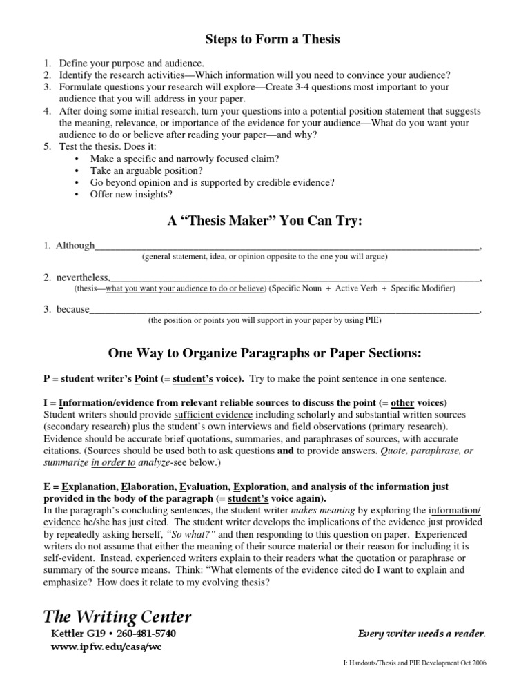 Thesis Development and Writing Guide | PDF | Question | Thesis