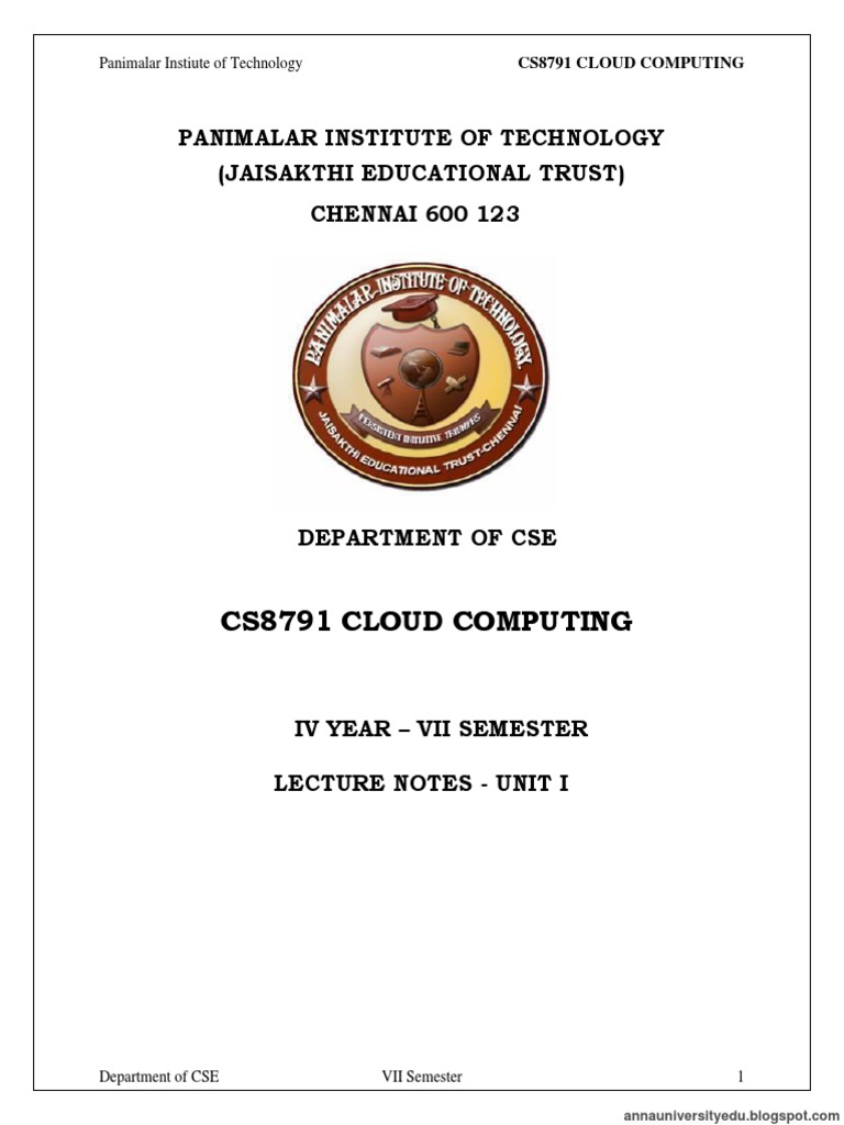 UNIT I - Cloud Computing | PDF | Cloud Computing | Computer Cluster