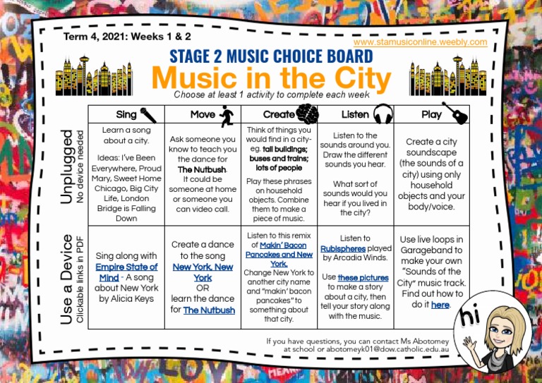 Stage 2 Music Choice Board - Term 4 Wks 1 2 | PDF | Recorded Music