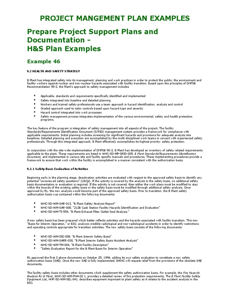 Project Mangement Plan Examples Prepare Project Support Plans and ...