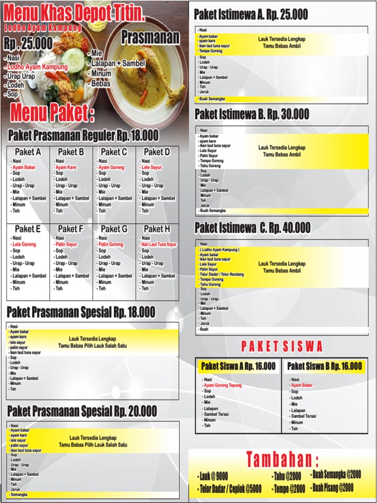 Menu Depot Titin | PDF