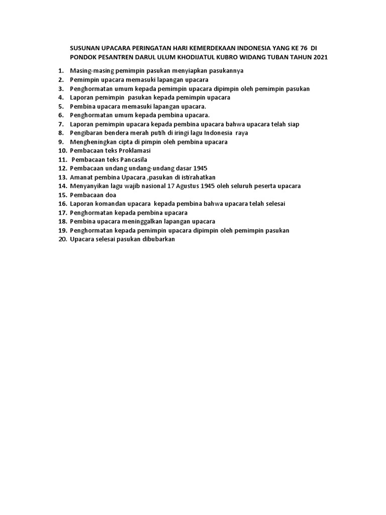 Teks MC Upacara 17 | PDF