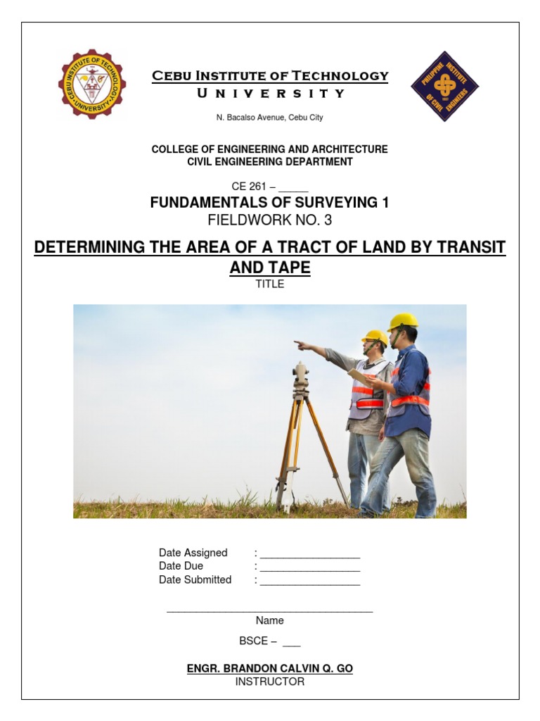 Fieldwork No. 3 - Determining The Area of A Tract of Land | PDF ...