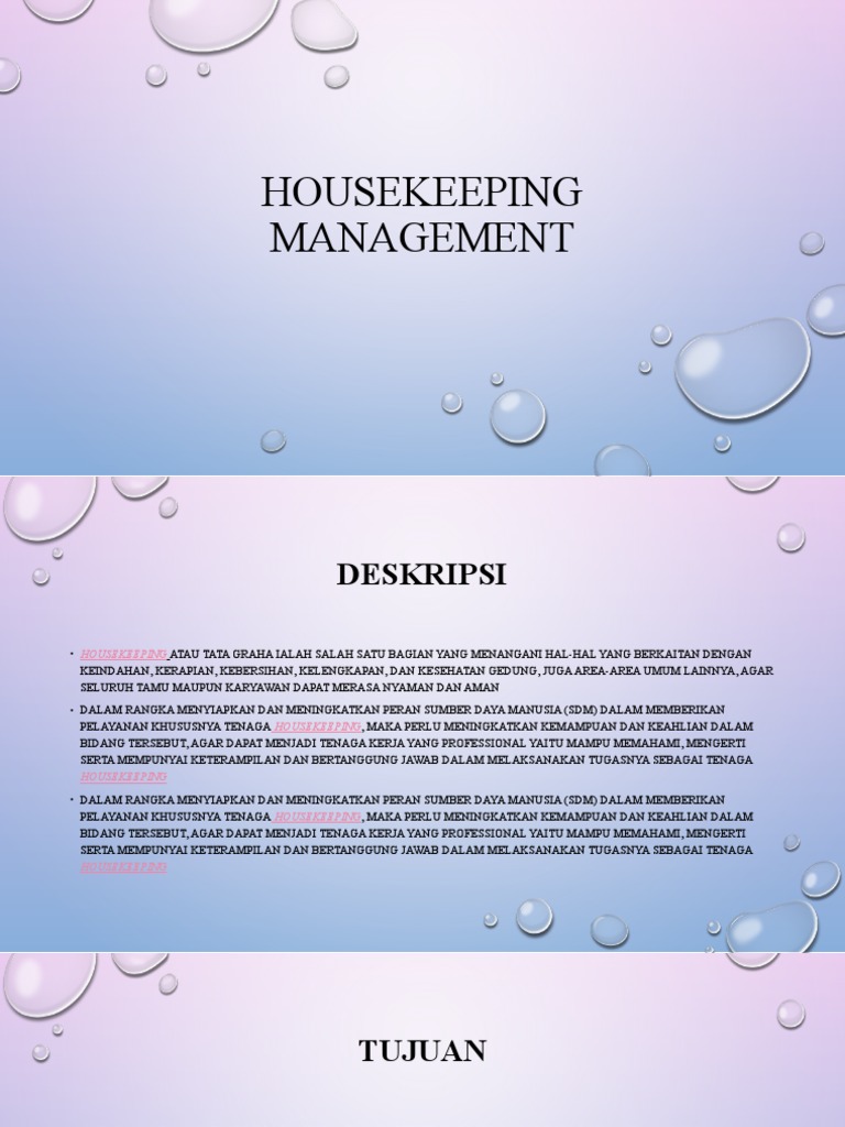 Housekeeping Management Training | PDF