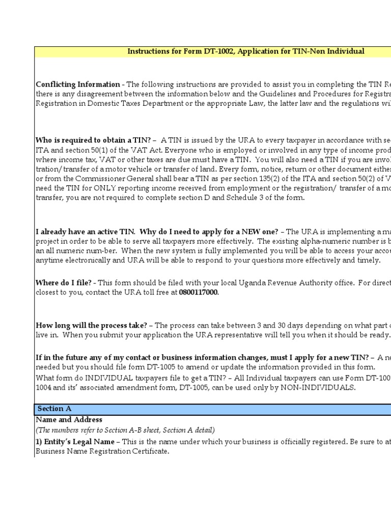 Instructions for Completing the Application for Taxpayer Identification ...