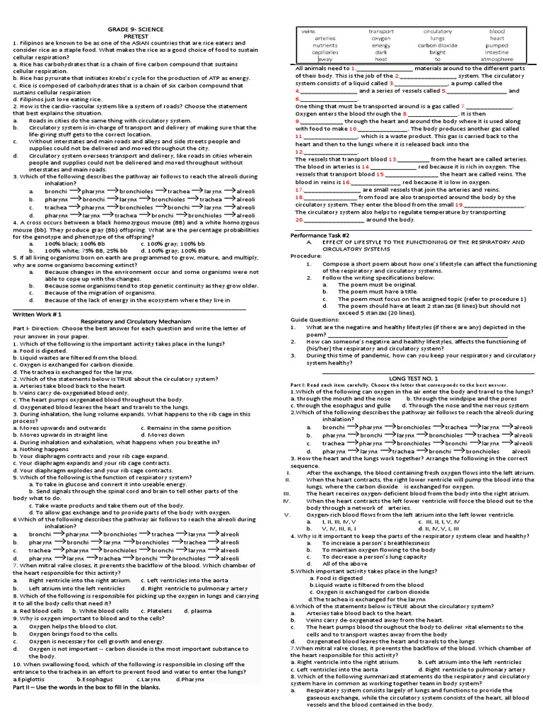 Grade 9-Summative Assessment | PDF | Lung | Cellular Respiration