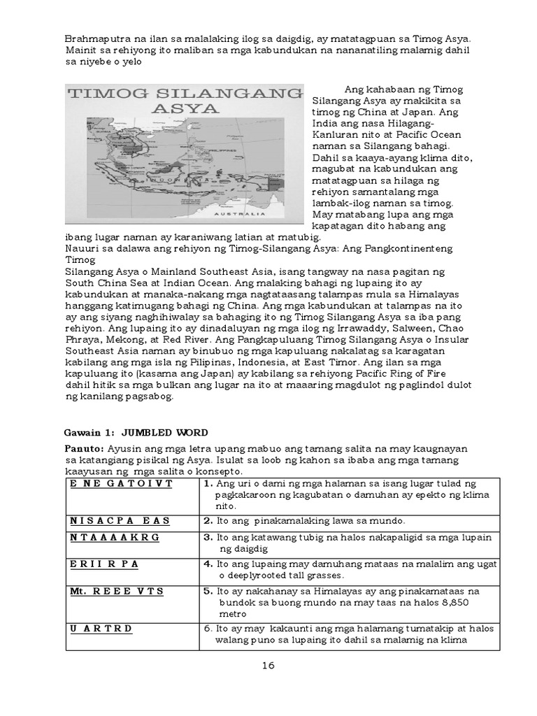 Gawain 1: Jumbled Word Panuto: Ayusin Ang Mga Letra Upang Mabuo Ang ...