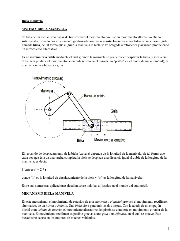 Biela Manivela | PDF | Pistón | Movimiento (física)