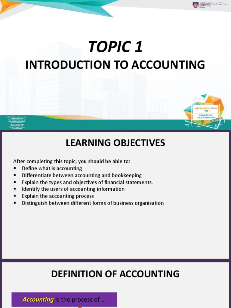 Acc106 Topic 1 | PDF | Accounting | Partnership