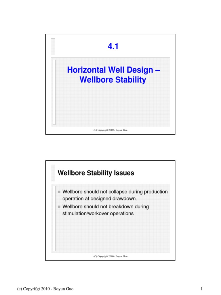 4-1 - Horizontal Well Design - Wellbore Stability | PDF | Strength Of ...
