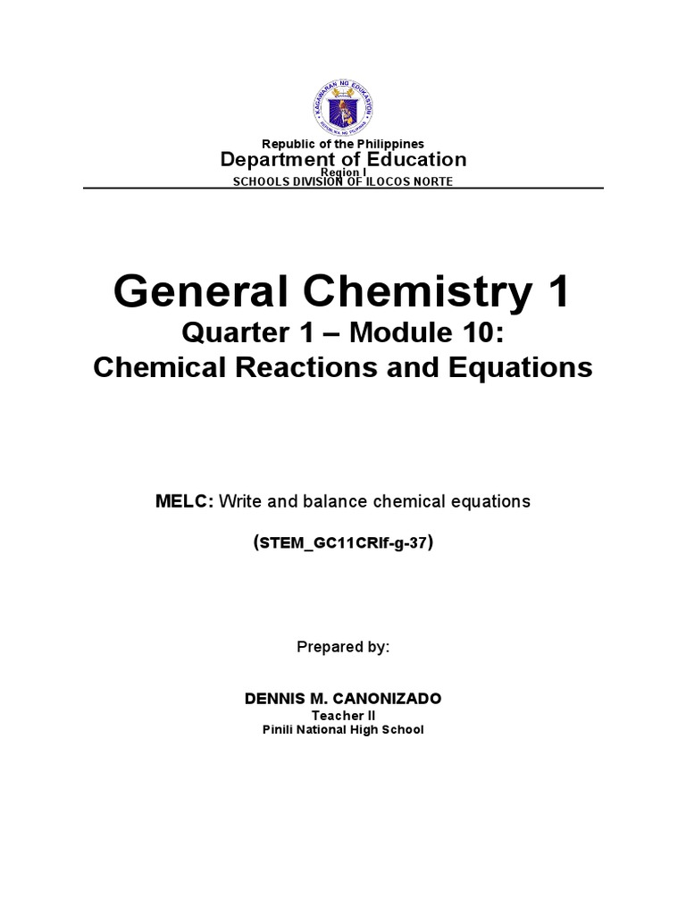 Chemical Reactions and Equations Module | PDF | Chemistry | Chemical ...