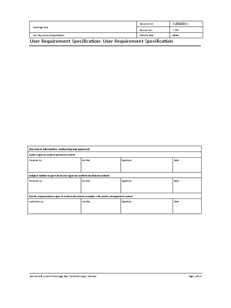 User Requirement Specification: User Requirement Specification | PDF ...