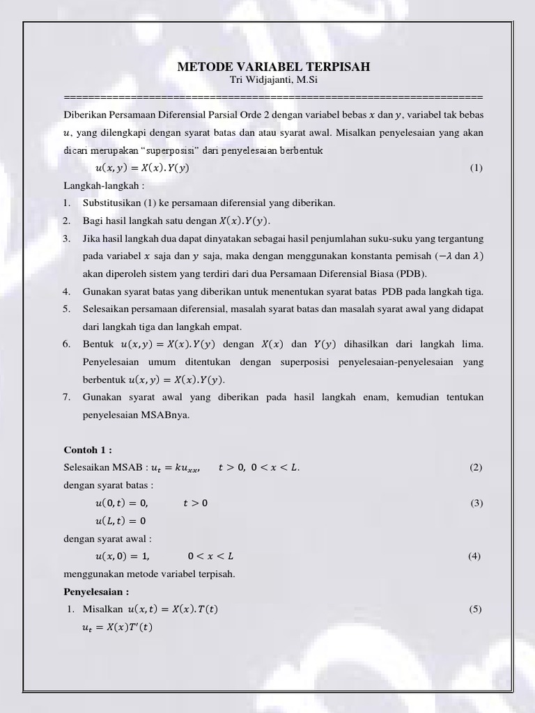 Metode Pemisahan Variabel | PDF