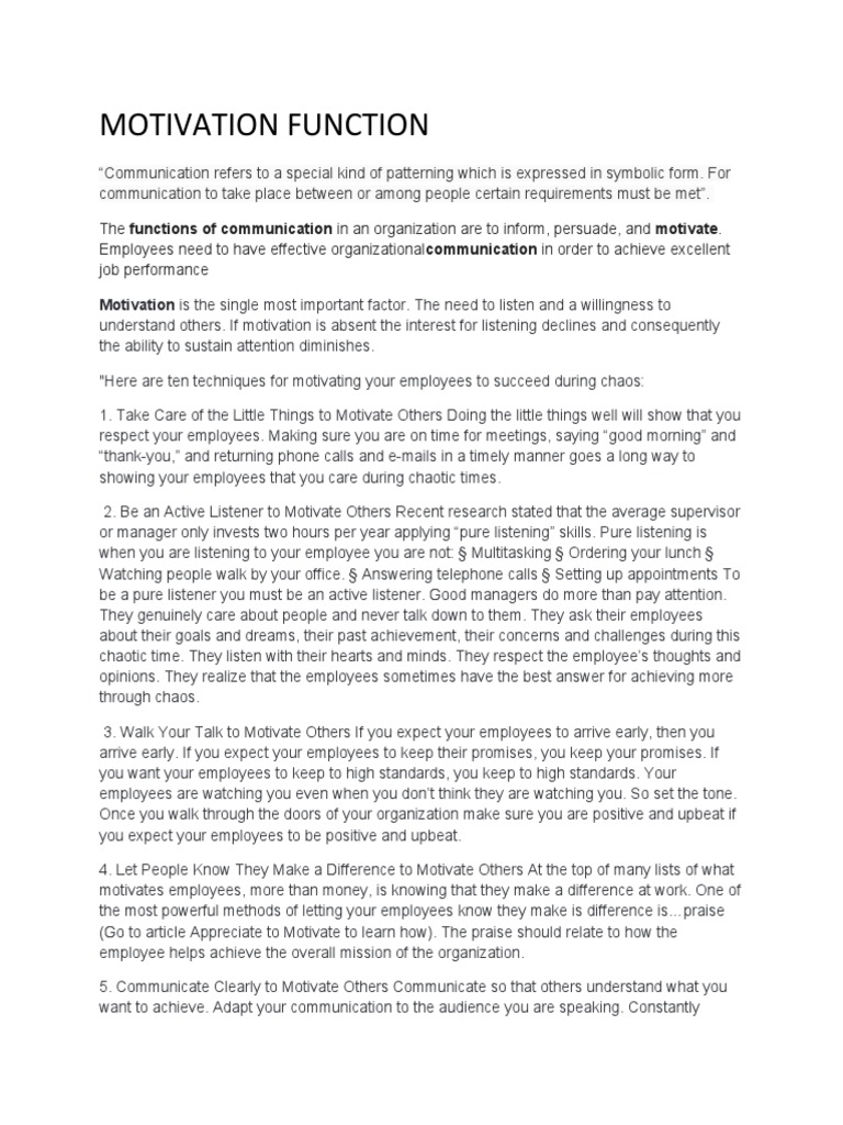 Motivation Function | PDF | Motivational | Motivation