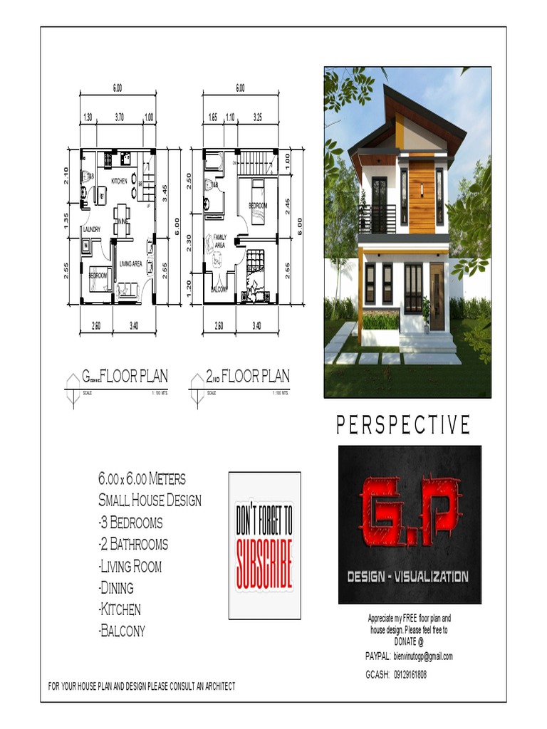 GP Design Floor Plan 6x6 Meters 2 Storey House | PDF | Brisbane ...