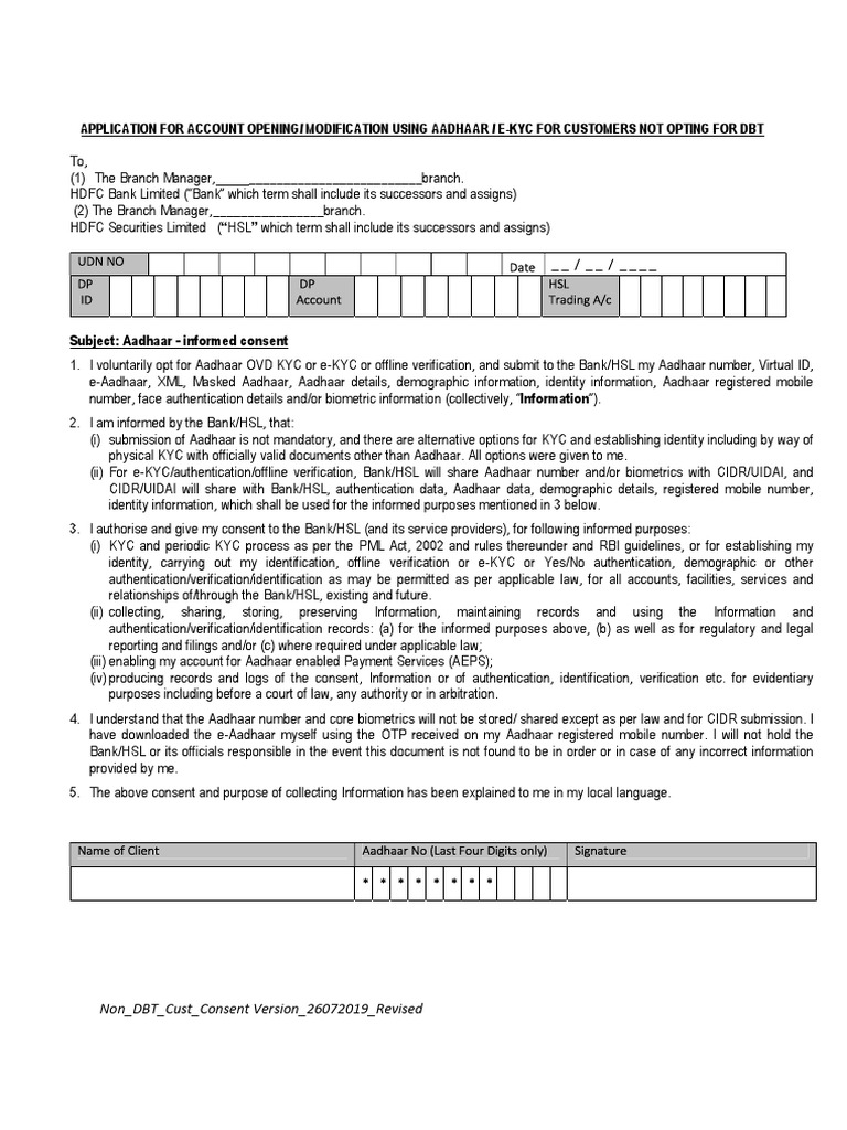 Aadhaar Consent Version 26072019-202001061254115137999 | PDF | Identity ...