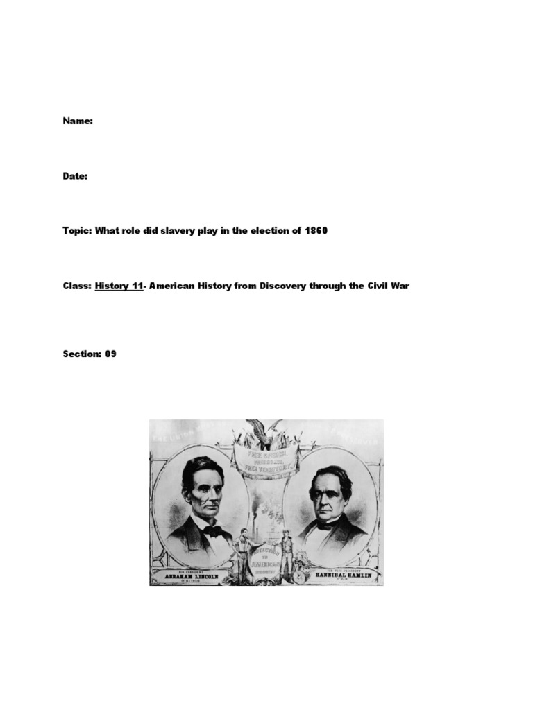 Slavery's Impact on 1860 Election | PDF | Abraham Lincoln ...