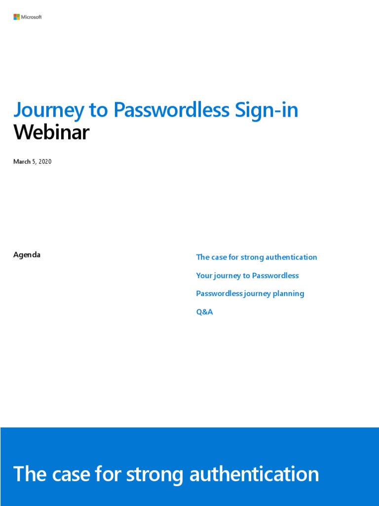 Passwordless Journey Webinar | PDF | Windows 10 | Security