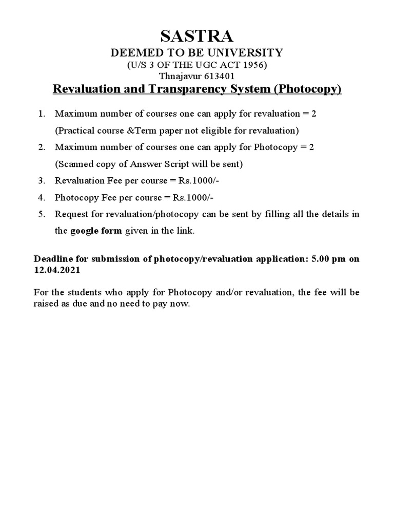 Revaluation Circular For I Year | PDF | Career & Growth | Science ...