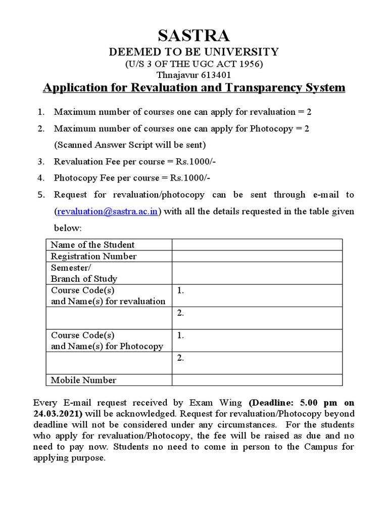 Revaluation Application Guidelines | PDF | Career & Growth | Technology ...