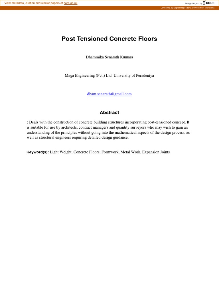Post Tensioned Concrete Floors | Download Free PDF | Prestressed ...
