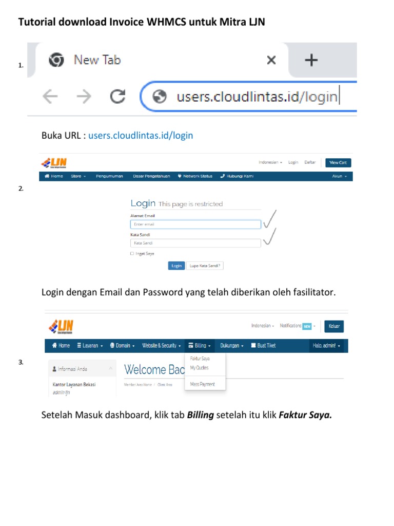 Tutorial Download Invoice WHMCS Untuk Mitra LJN | PDF