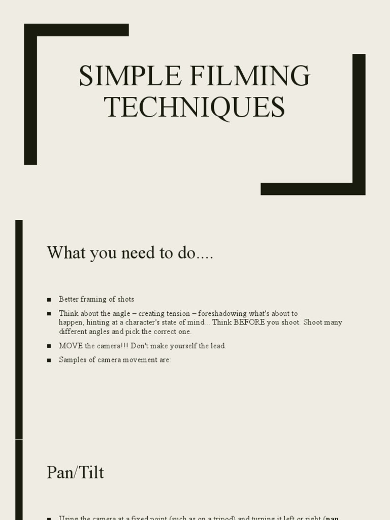 Simple Filming Techniques | PDF | Camera