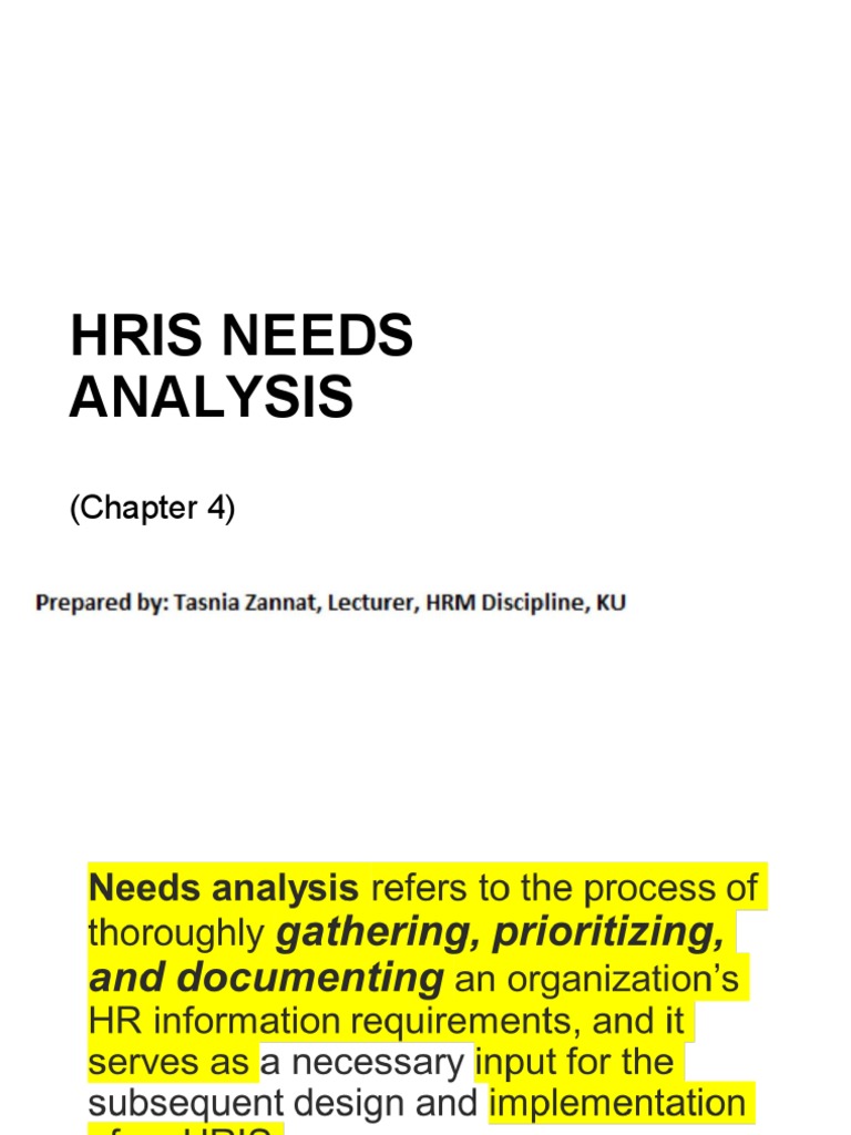 Hris - Chapter 4 - Part 1 - Hris Needs Analysis | PDF