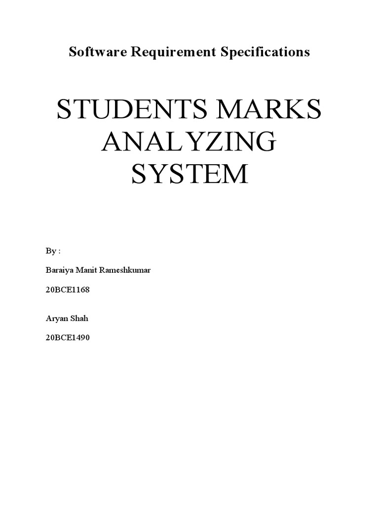 Students Marks Analyzing System: Software Requirement Specifications ...