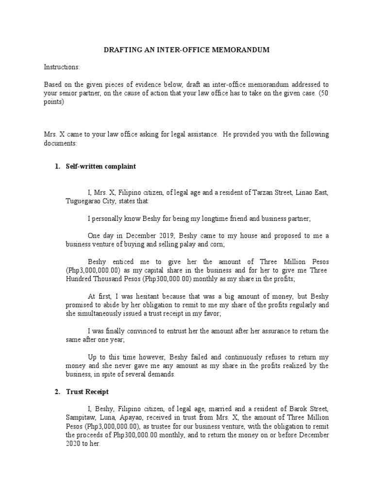 Inter-Office Memo on Legal Action | PDF | Public Law | Common Law