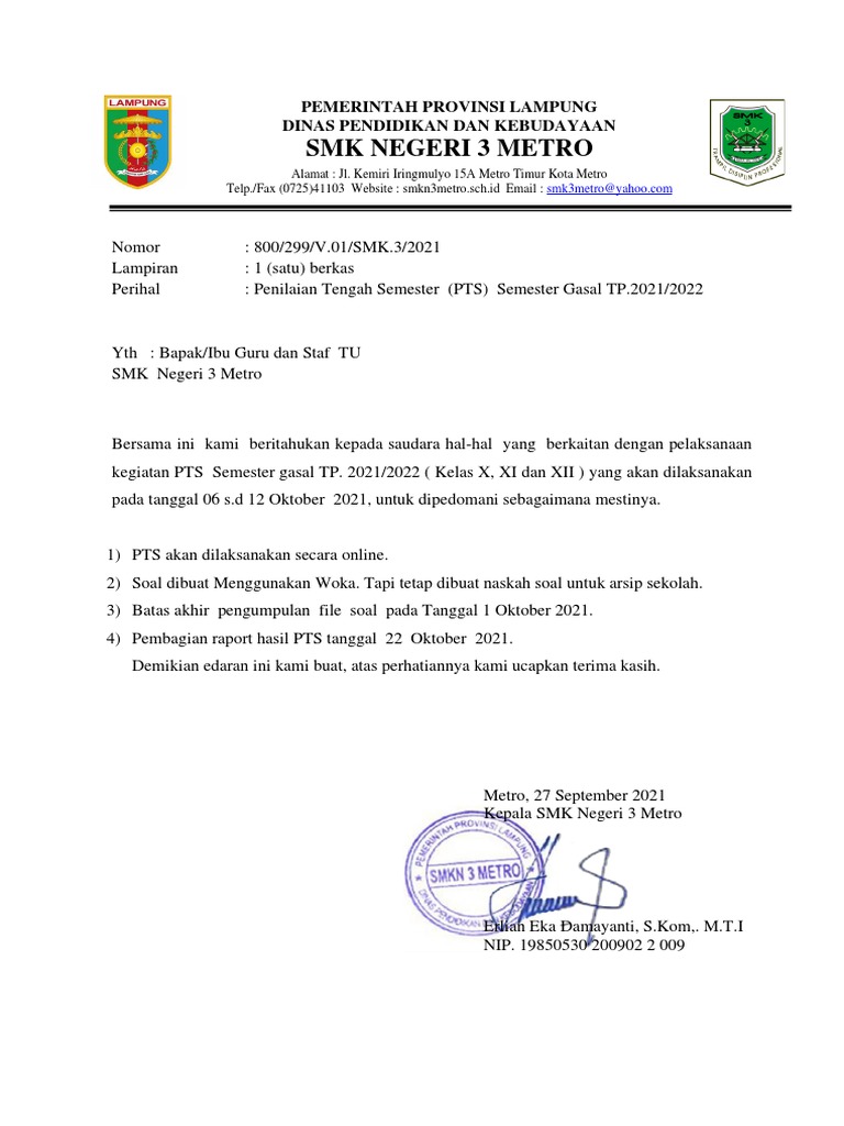 Surat PTS | PDF