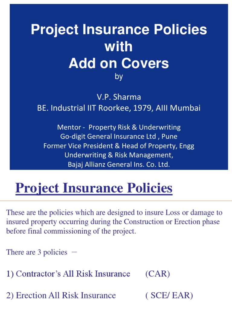 Project Insurance Policies CAR EAR 8th July | PDF | Insurance ...