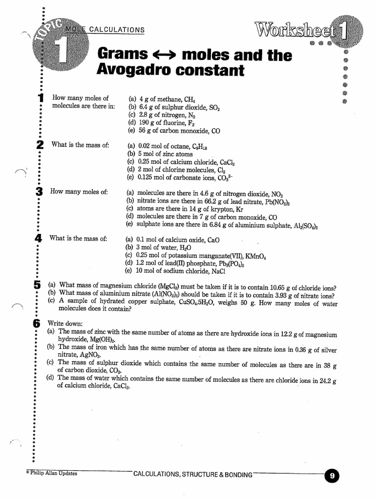 Avogadro and Mole Questions | PDF