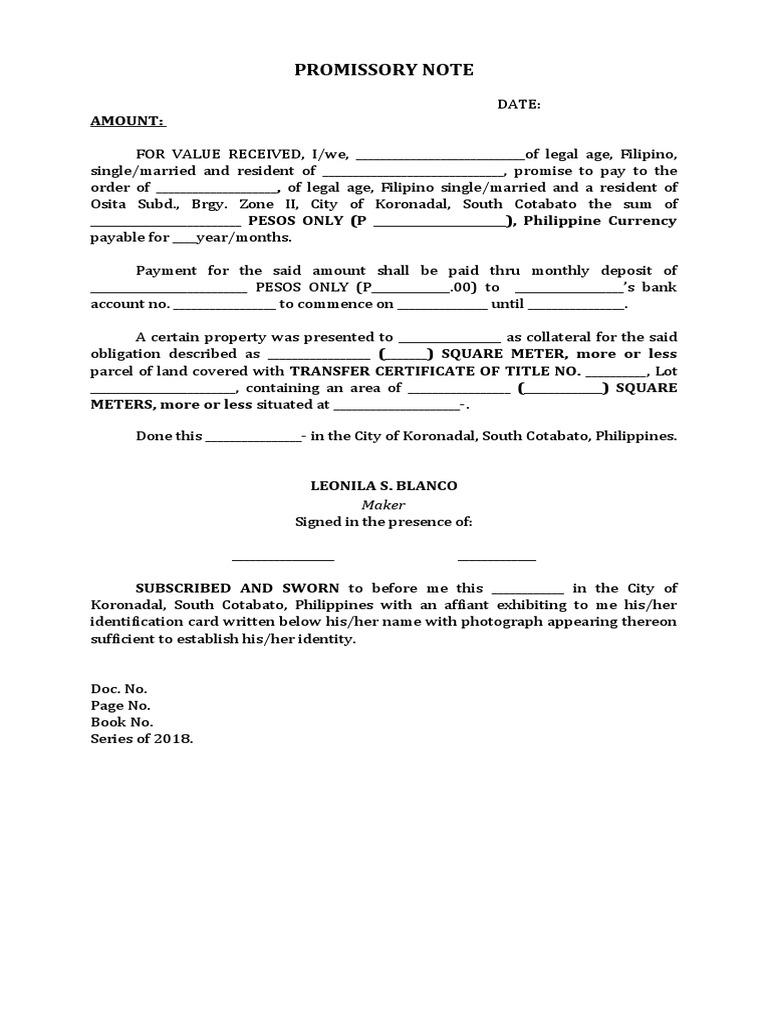PROMISSORY NOTE Blank2 | PDF
