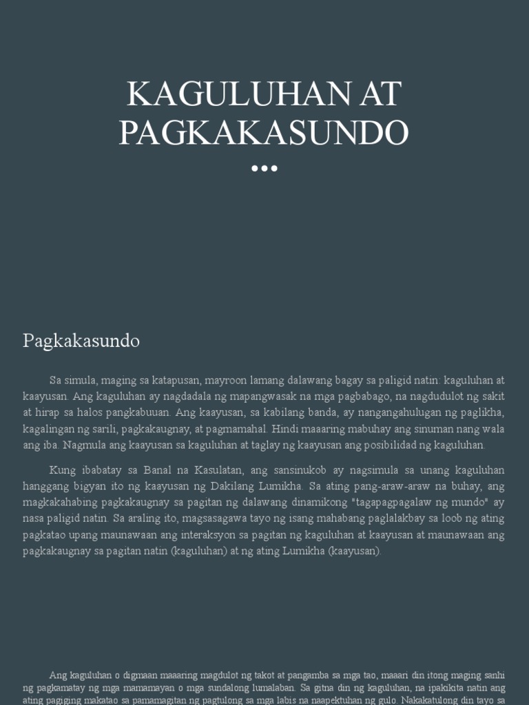 Kaguluhan at Pagkakasundo | PDF