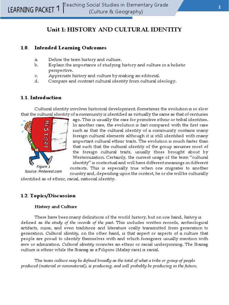 Unit 1: History and Cultural Identity: 1.0. Intended Learning Outcomes ...