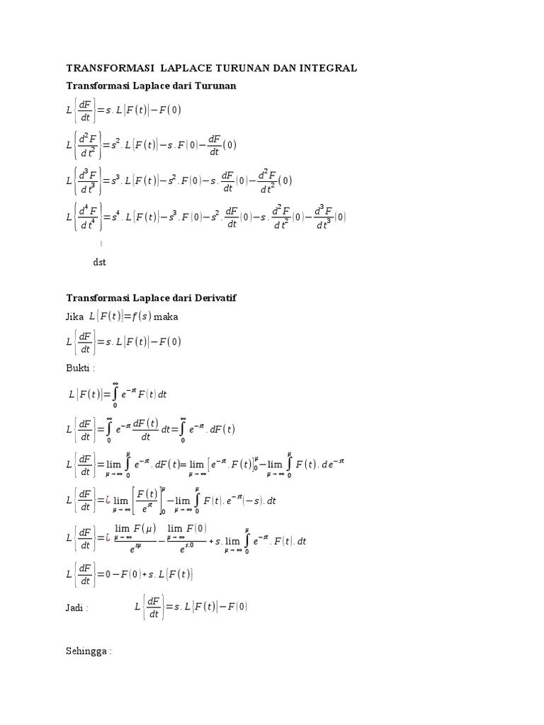 PD Transformasi Laplace Turunan Dan Integral | PDF