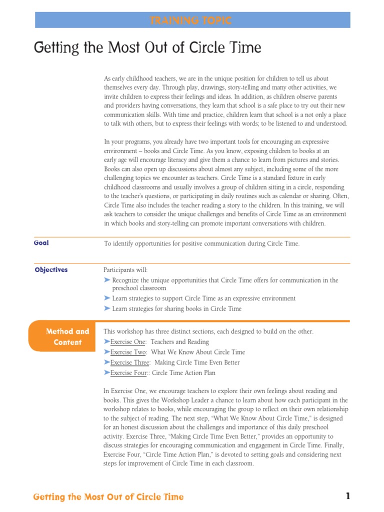 Circle Time Workshop | PDF | Teachers | Storytelling