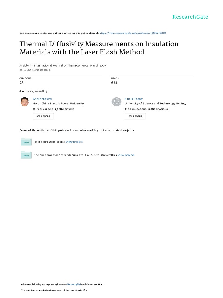 Thermal Diffusivity Measurements On Insulation Materials With The Laser ...
