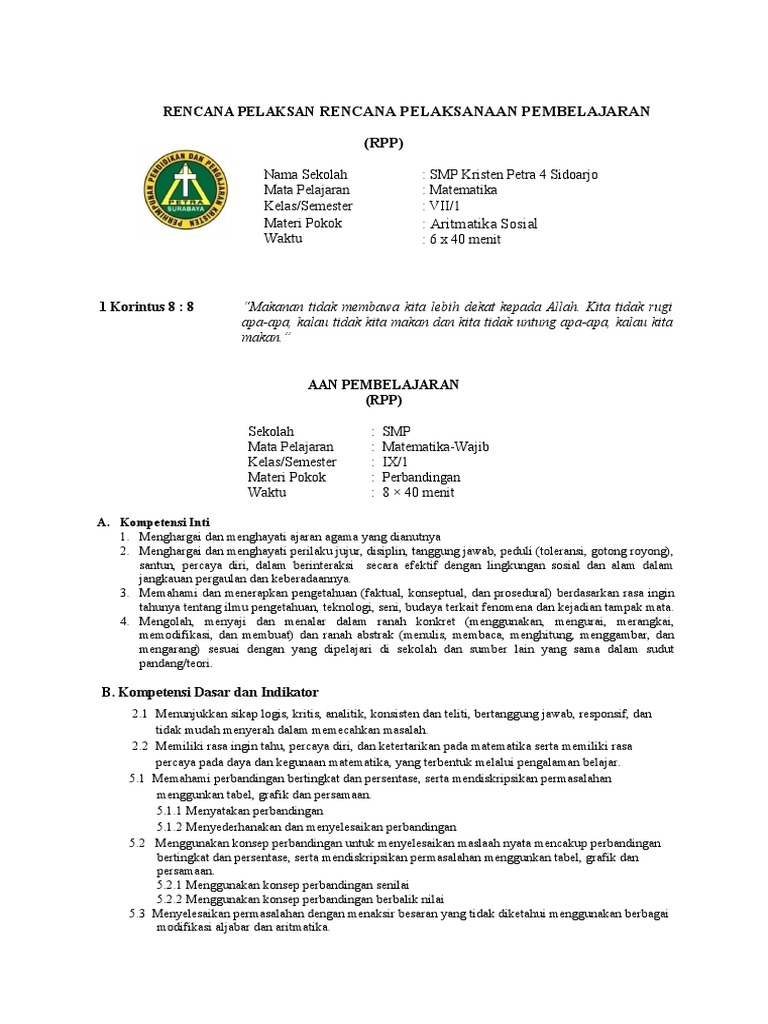 RPP Kls 9 Perbandingan | PDF