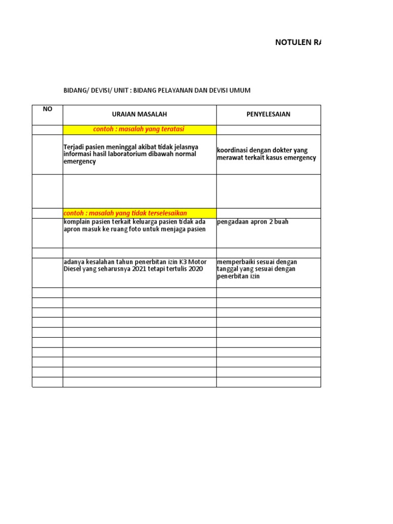 Contoh Format Notulen Rapat | PDF
