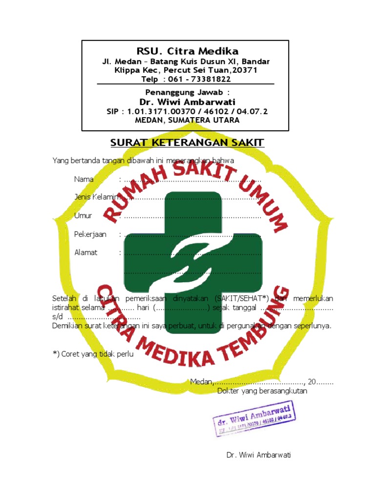Surat Keterangan Sakit Dr. Wiwi | PDF