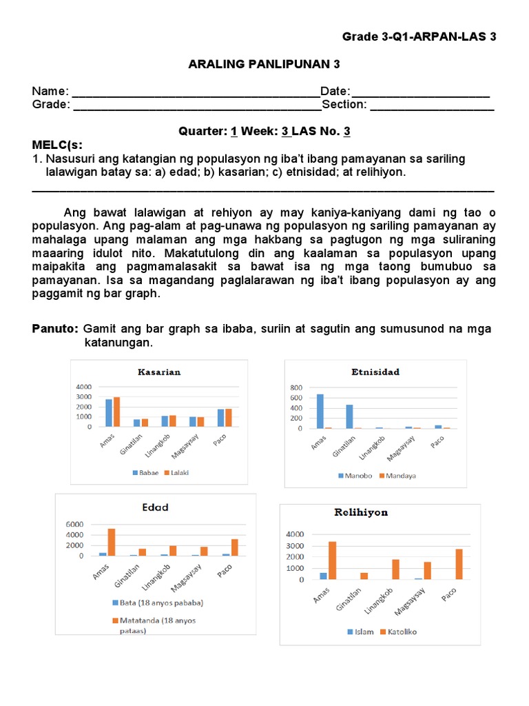 Grade 3 Q1 ARPAN LAS Week 3 | PDF