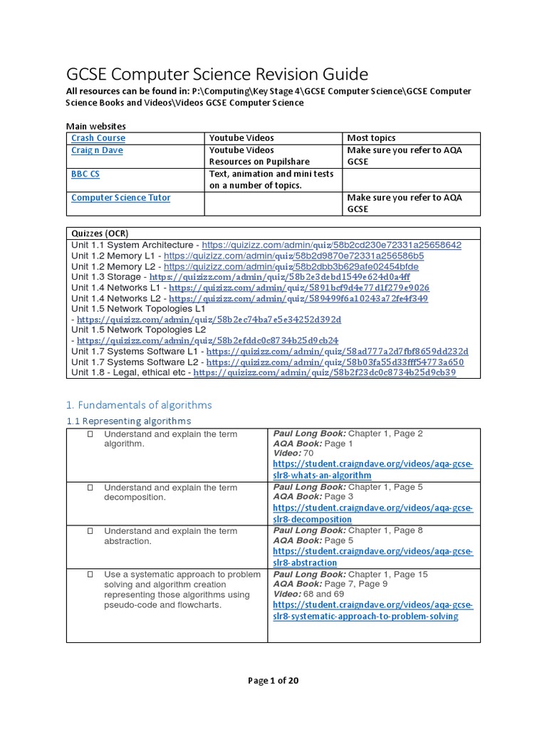 Computing Year 11 Revision Guide | PDF | Computer Network | Byte