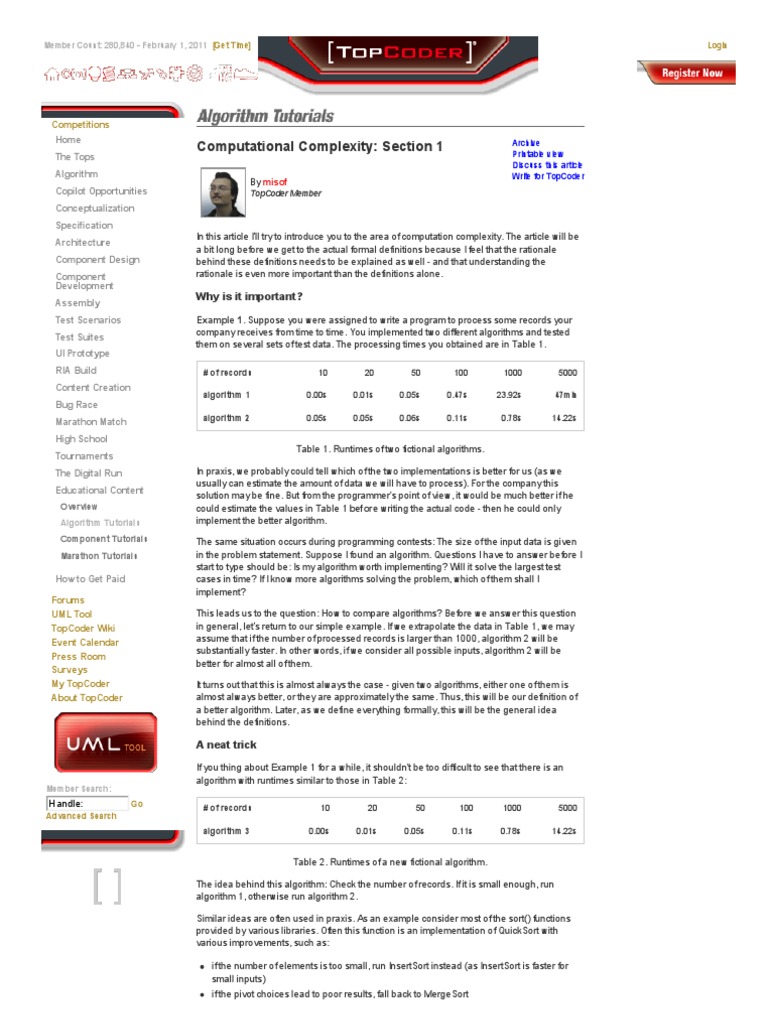 Computational Complexity Section 1 Why Is It Important Pdf Time Complexity Function