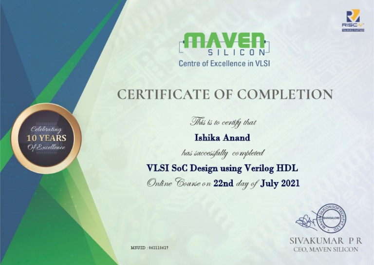 Maven-Silicon Certificate | PDF